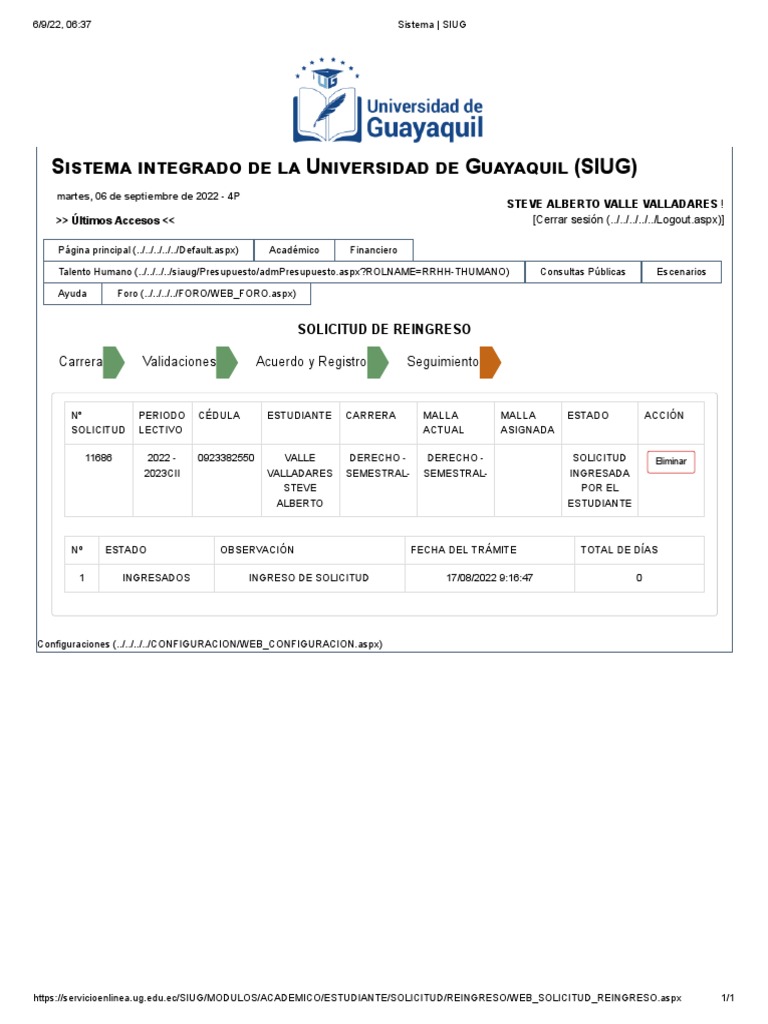 Sistema - SIUG | PDF