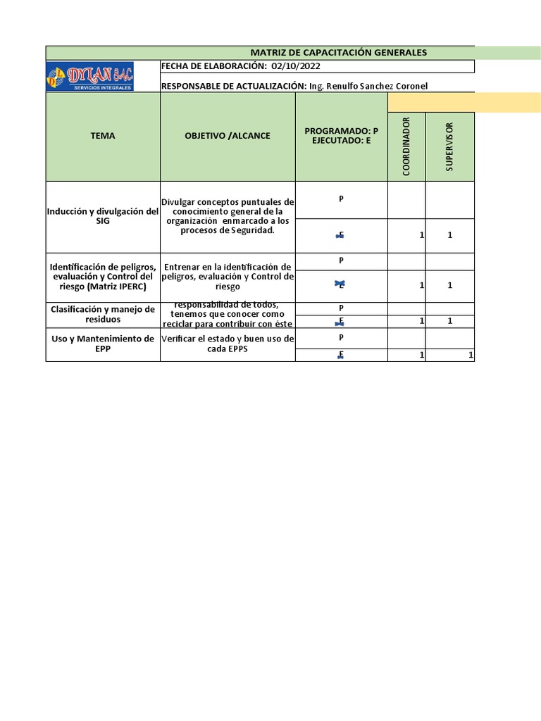 Matriz de Capacitacion General | PDF