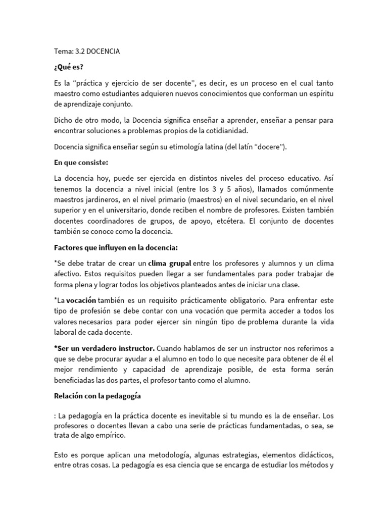 Significado y rol de la docencia | PDF | Método de enseñanza | Maestros
