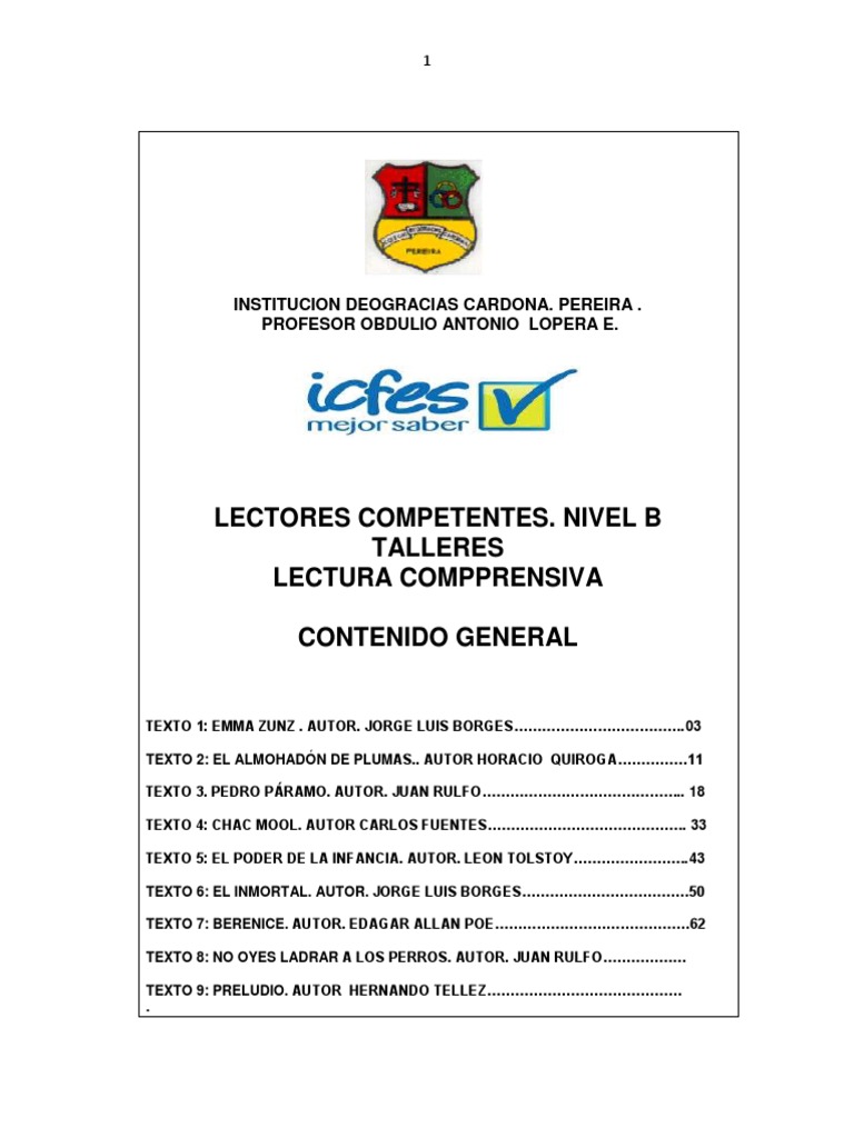 Taller de Lectura: Lectores Competentes | PDF