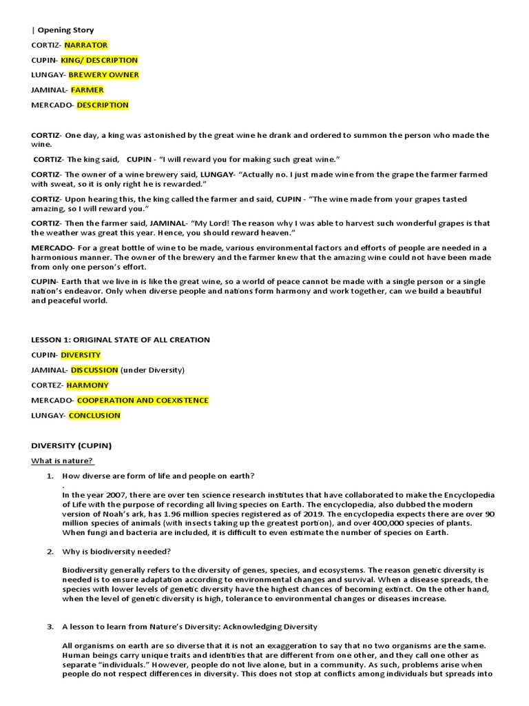 LESSON 1 (Assigned Task) | PDF | Biodiversity | Species