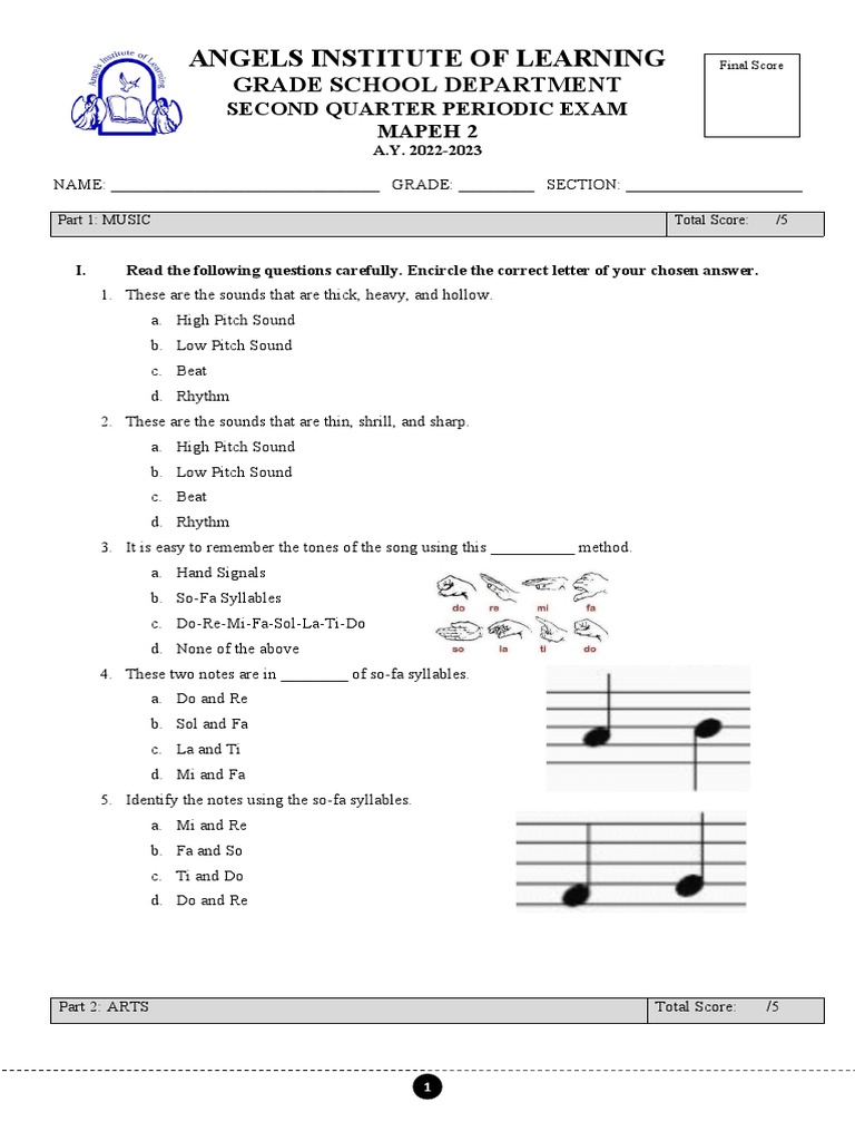 Mapeh 2 - Quarter 2 Periodic Exam | PDF | Rhythm | Sound