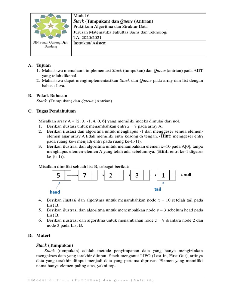 Salinan Modul 6 Stack Dan Queue | PDF