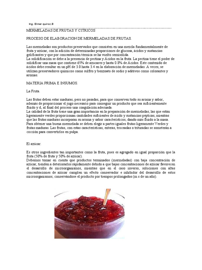 Mermeladas | PDF | Gusto | Concentración