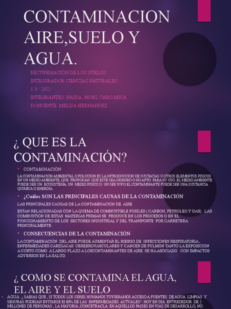 Contaminación del Aire, Suelo y Agua | PDF | Contaminación | La ...