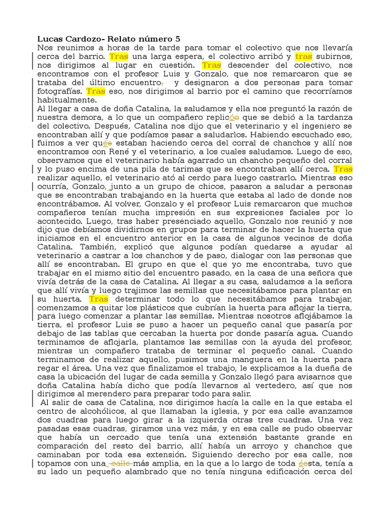 Lucas Cardozo. Quinto Relato. Corregido | PDF | Viajes y turismo ...