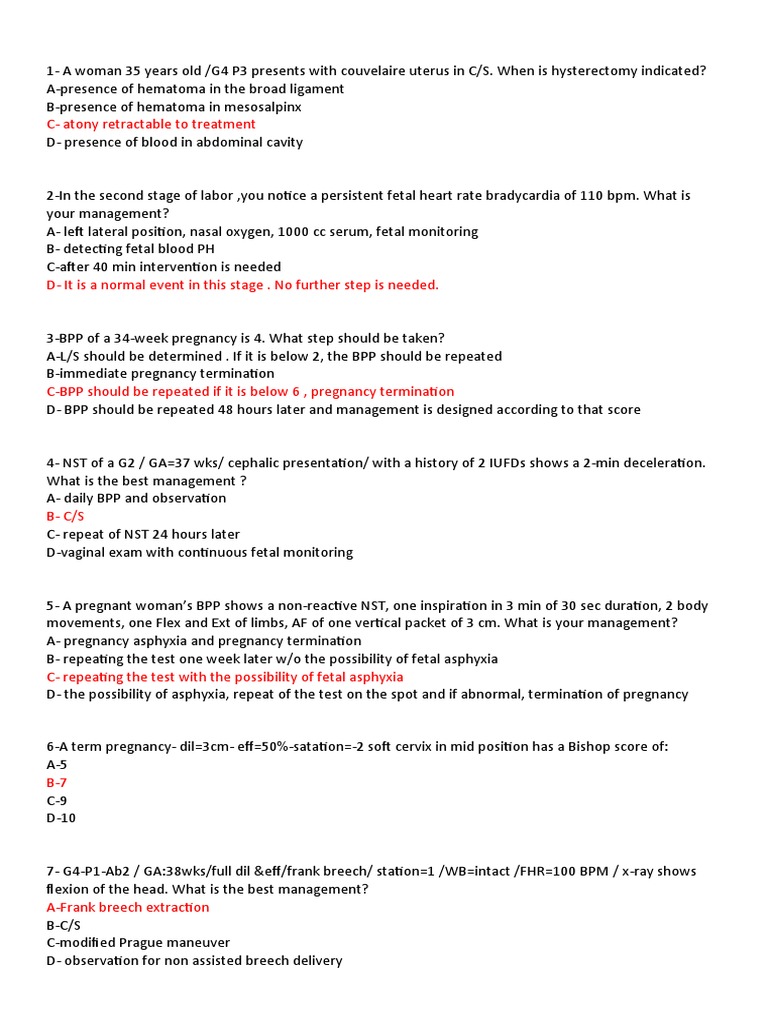 Exam Mohem | PDF | Pregnancy | Childbirth