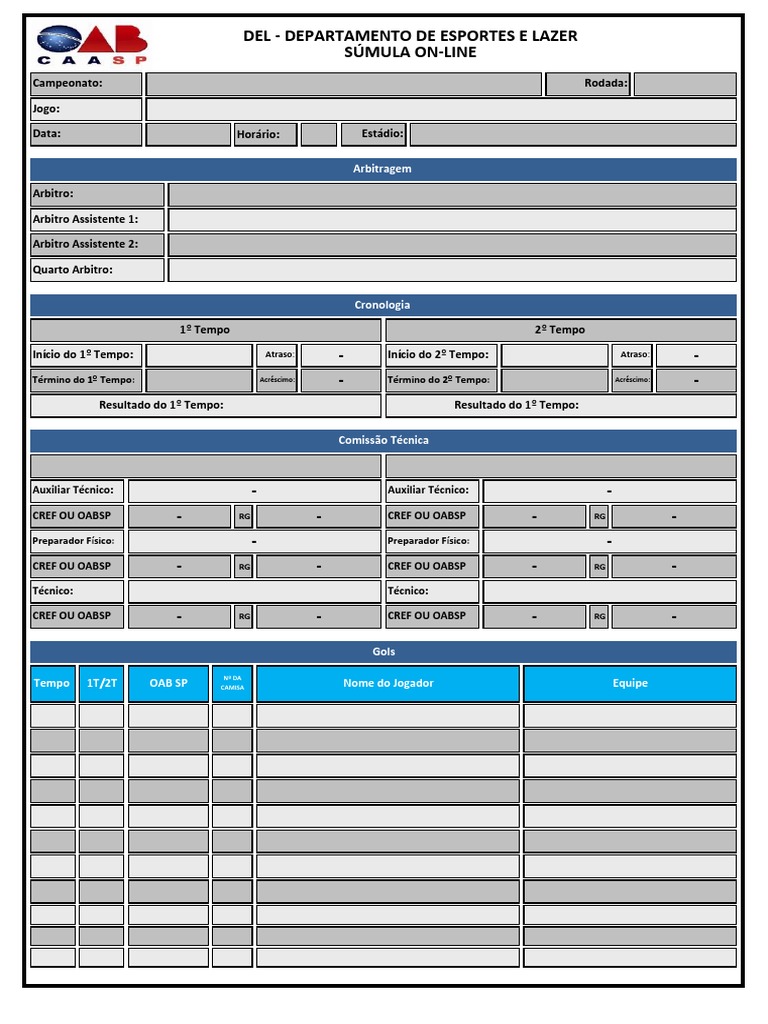 Sumula Base | PDF | Esportes | Futebol