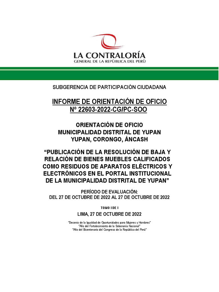 Informe sobre Residuos Electrónicos en Yupan | PDF | Residuos | Gestión ...