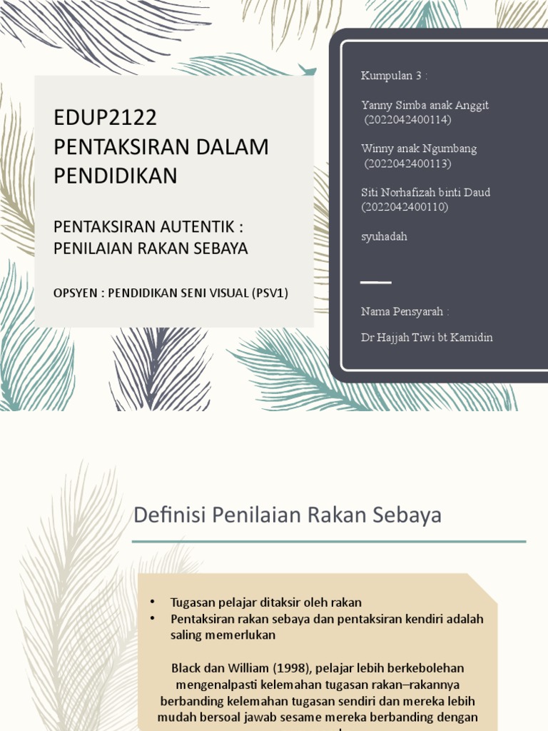 EDUP2122 PENILAIAN RAKAN SEBAYA PPTX | PDF