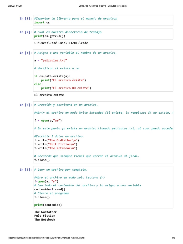Manejo de Archivos en Jupyter Notebook | PDF | Informática | Software