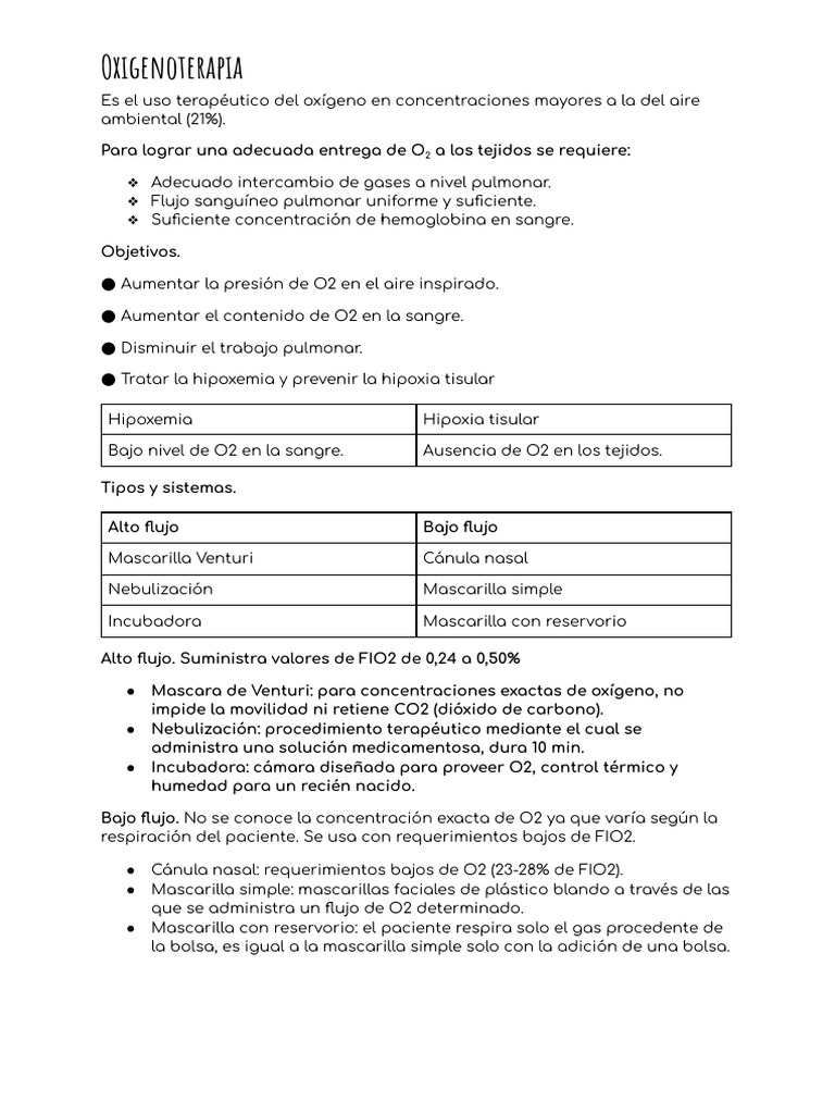 Oxigenoterapia | PDF