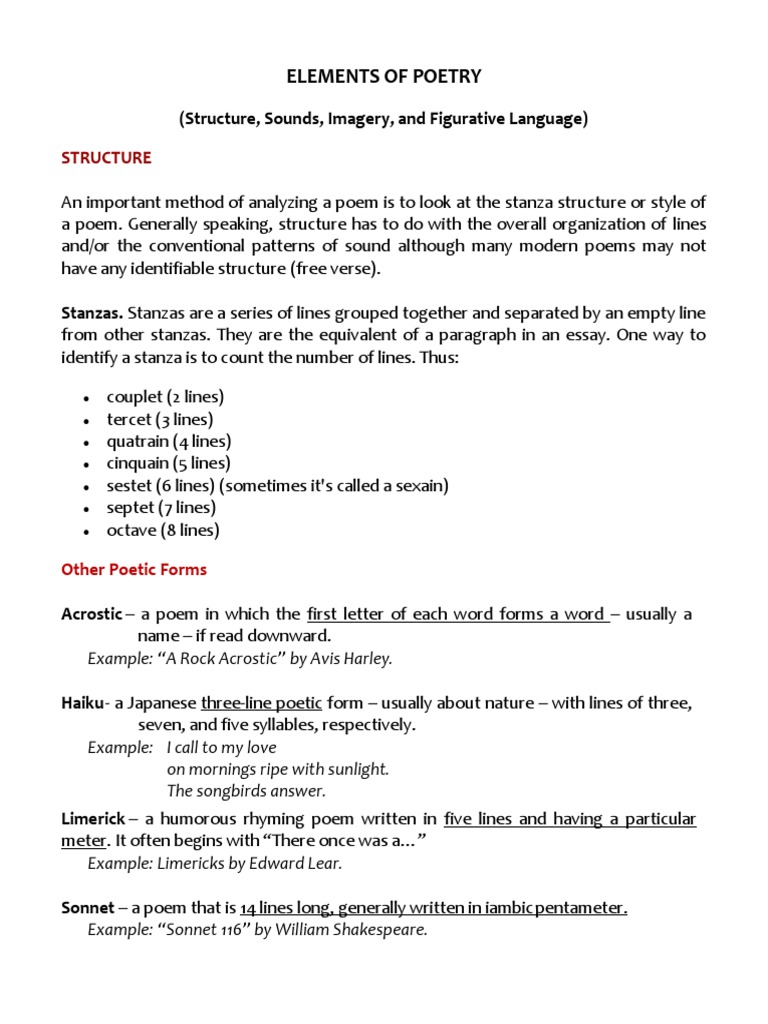 Elements of Poetry | PDF | Poetry | Metre (Poetry)