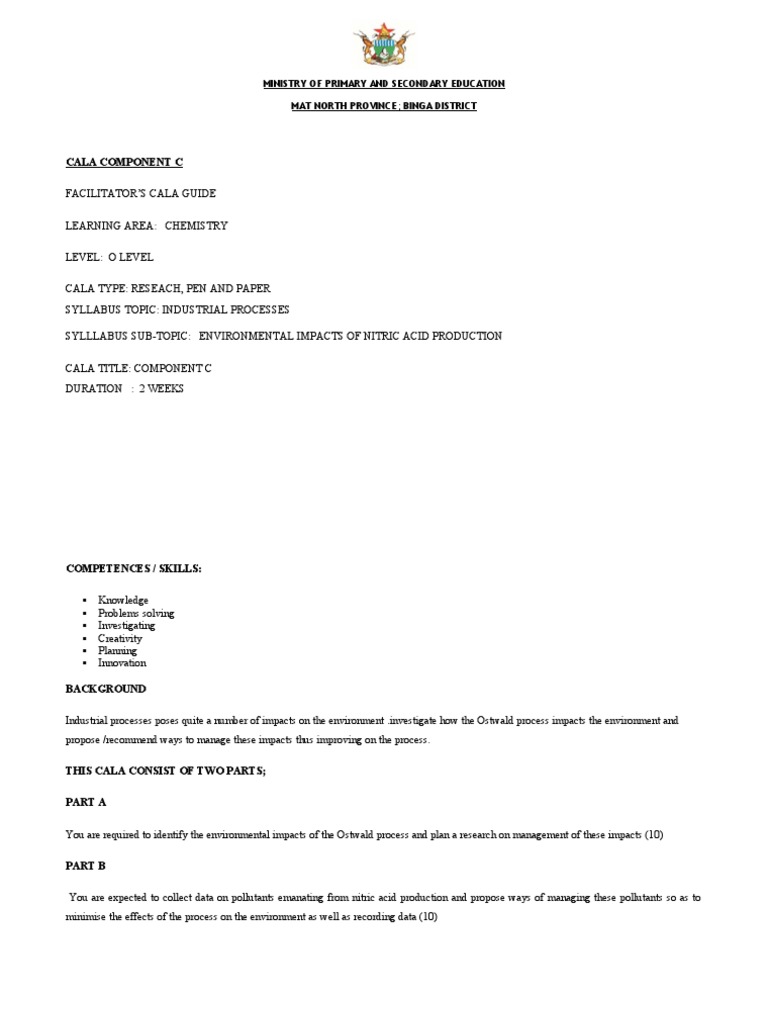 Chemistry Component C Pdf Learning Creativity