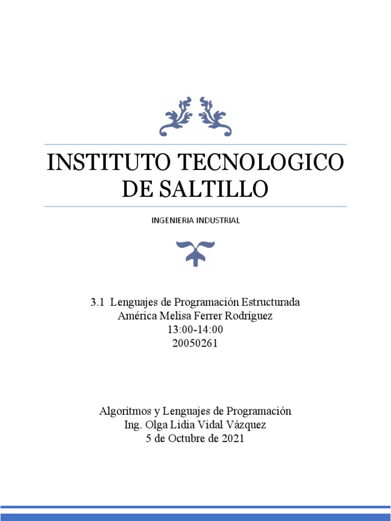 3.1 Lenguajes de Programacion Estructurada | PDF | Lenguaje de ... 3.1 Lenguajes de Programacion Estructurada | PDF | Lenguaje de ...