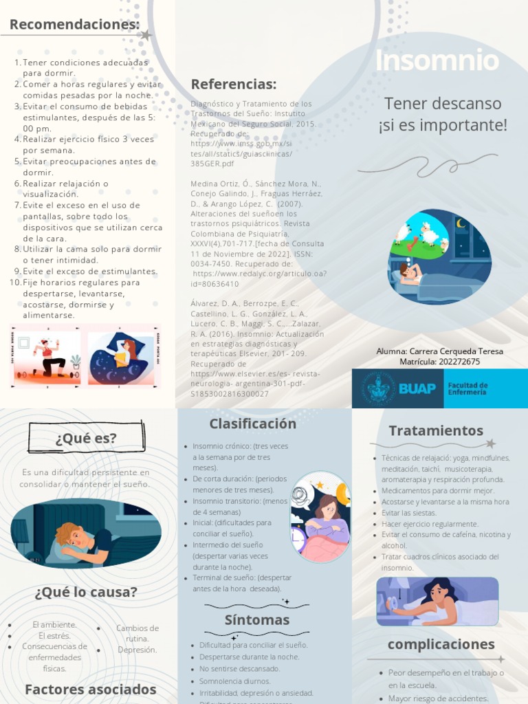 Tríptico de Insomnio | PDF | Depresión (estado de ánimo) | Dormir