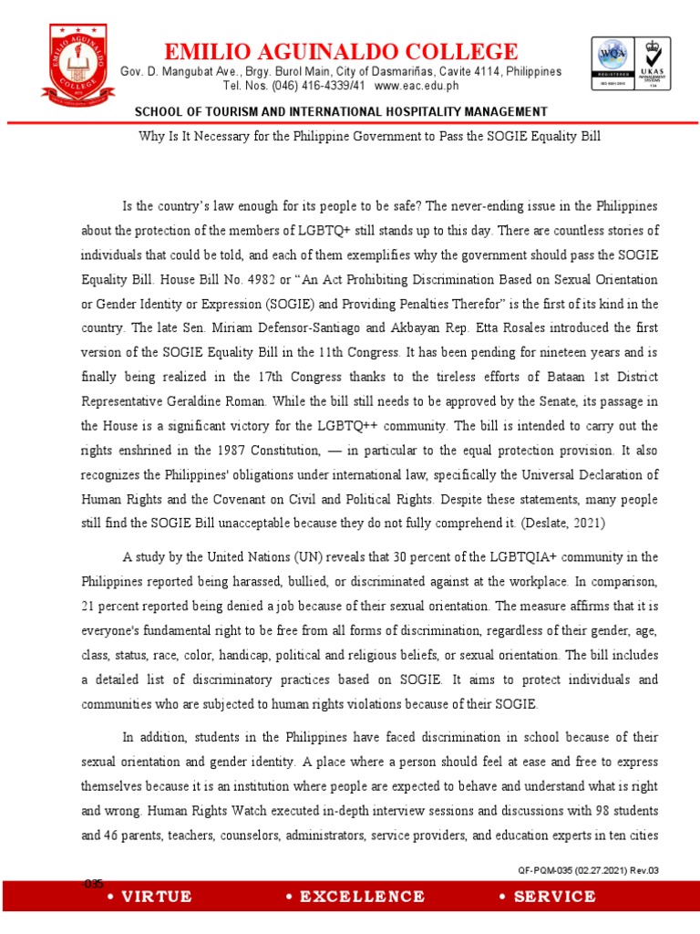TCW Position Paper - Group 1 | PDF | Discrimination | Justice