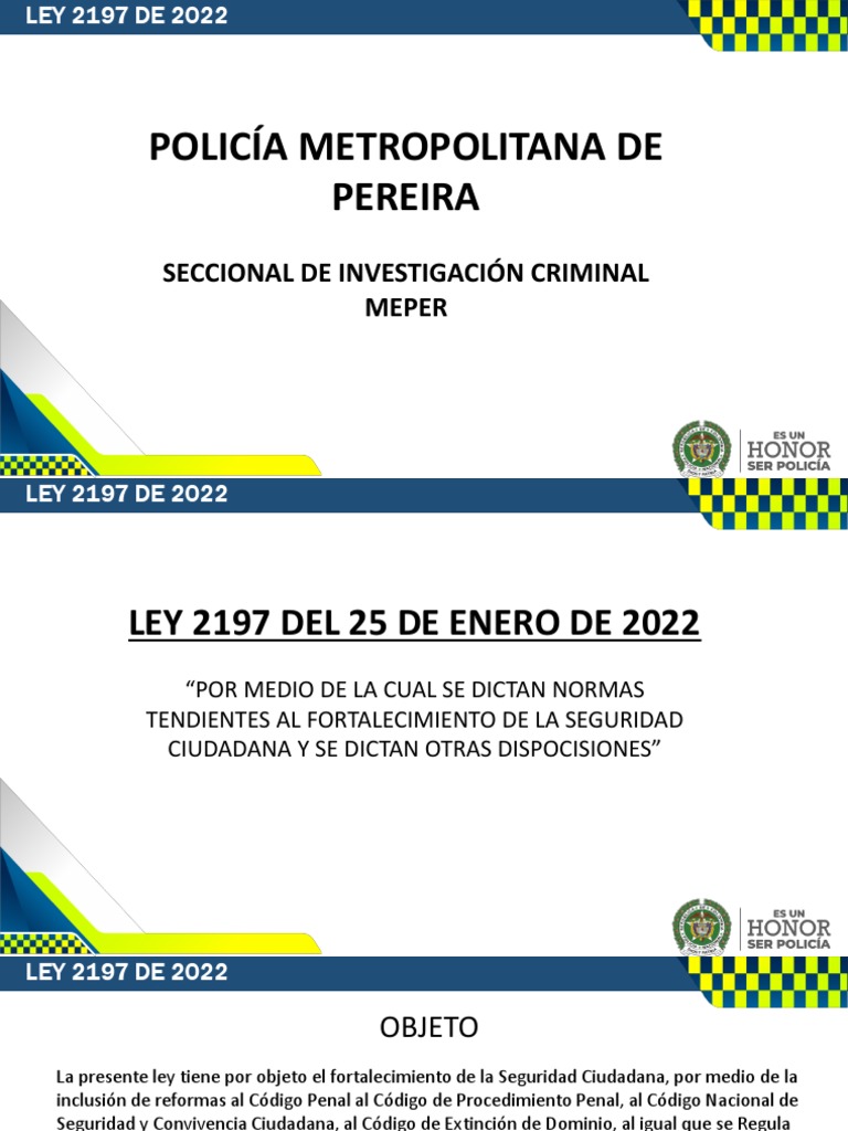 Presentacion Ley 2197 Meper - Estaciones | PDF | Proyectiles | Ley común