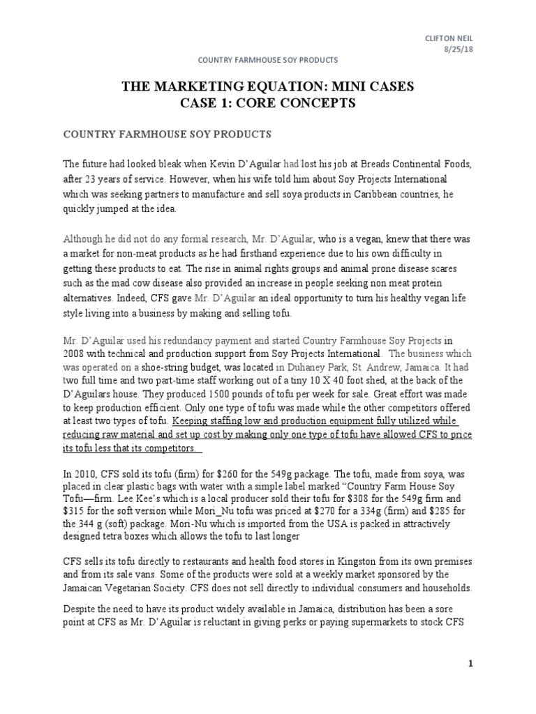 Marketing Mini Case #1 - Marketing Concepts | PDF | Marketing | Sales