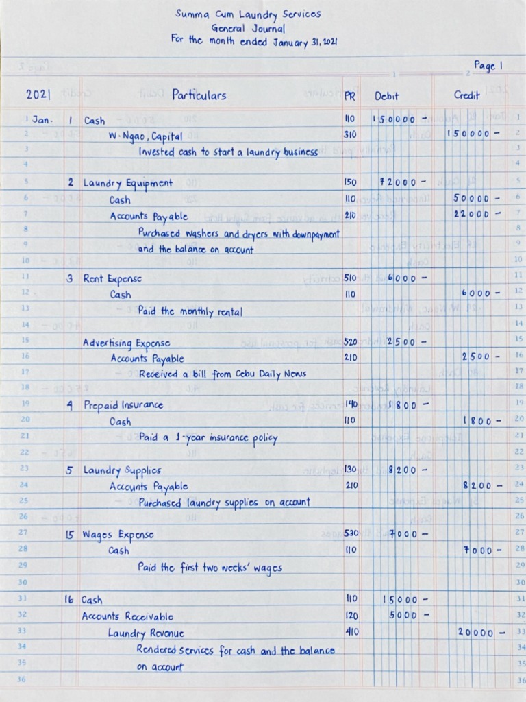 ACC 01 - Journal Entries - 2-Column General Journal | PDF