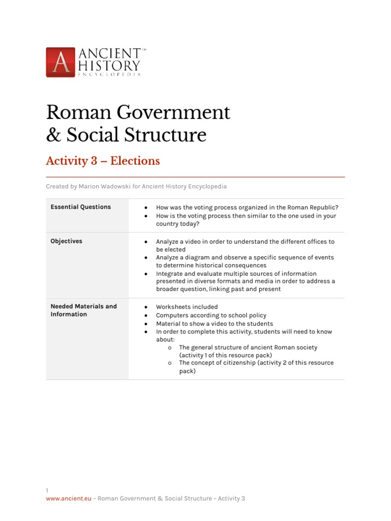 Activity 3 - Roman Elections | PDF | Government | Ancient Rome