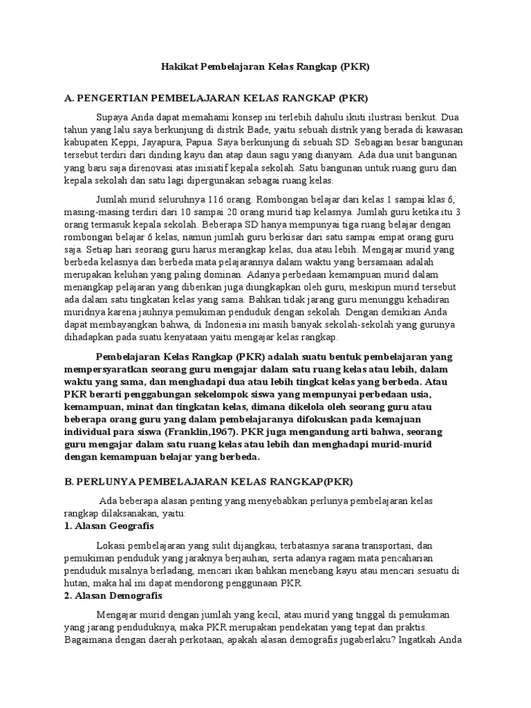 Hakikat Pembelajaran Kelas Rangkap | PDF