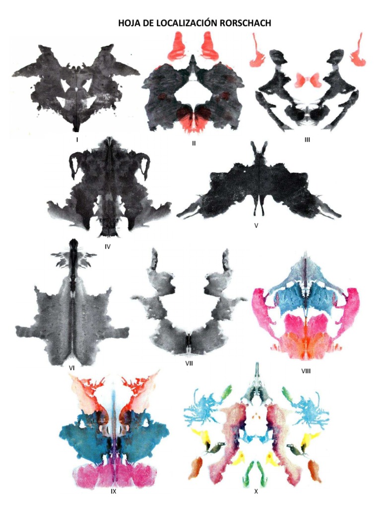 Hoja de Localizacion Rorschach I II III | PDF
