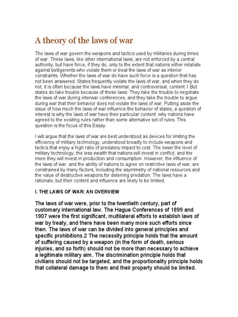 A Theory of The Laws of War | PDF | Law Of War | International Law