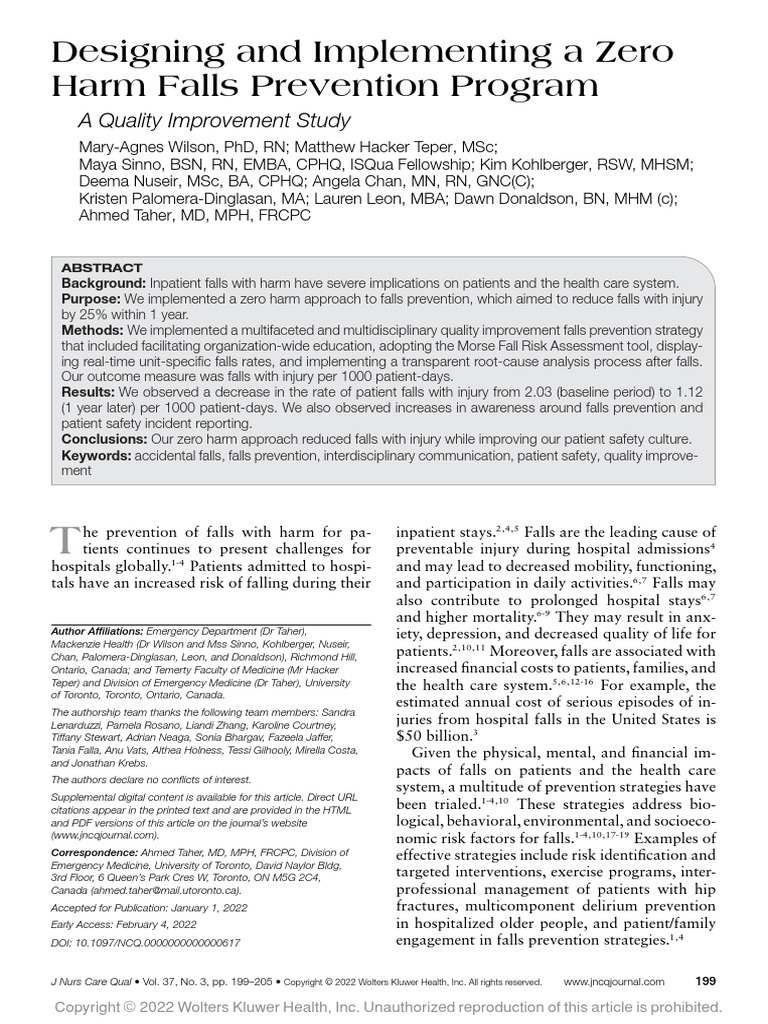 Designing and Implementing A Zero Harm Falls.2 | PDF | Electronic ...