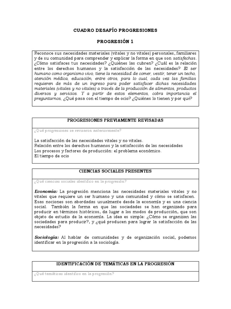 CUADRO DESAFÍO PROGRESIONES | PDF | Sociedad | Salón de clases