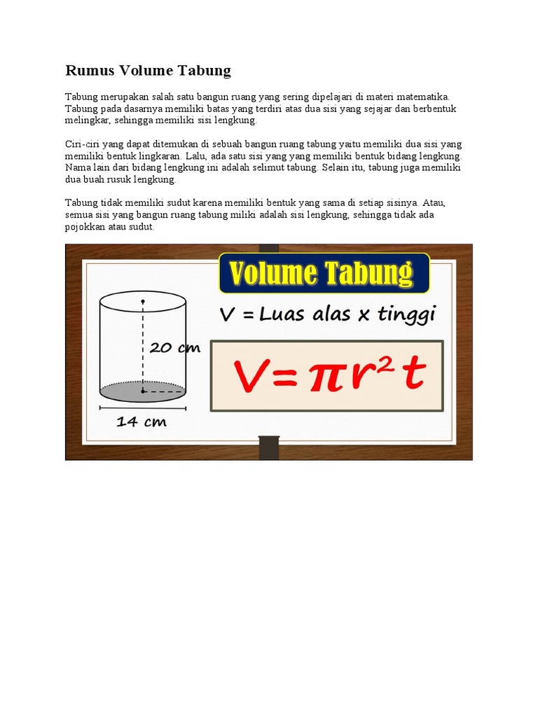 Rumus Volume Tabung | PDF | Ilmu Sosial | Griya & Taman