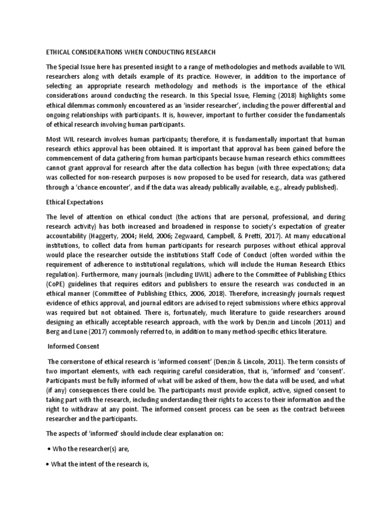Ethical Considerations When Conducting Research | PDF | Informed ...