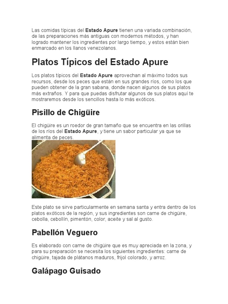 Platos Típicos del Estado Apure | PDF | Comida y bebida | Cocina occidental