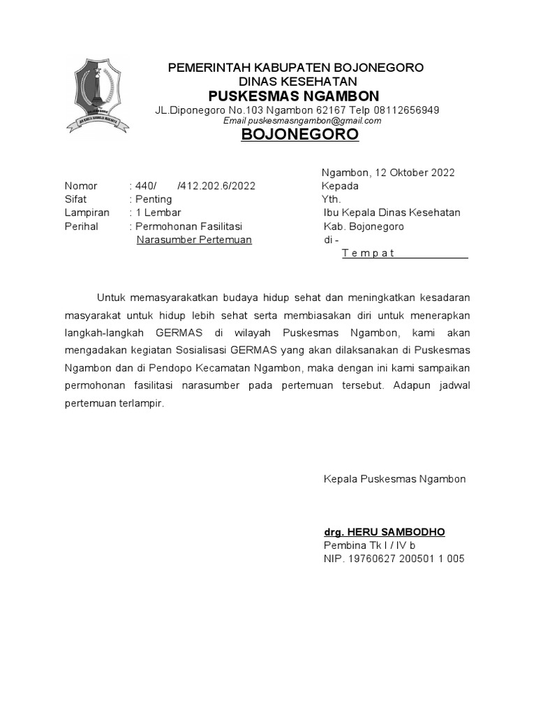 Surat Permohonan Narsum Promkes | PDF
