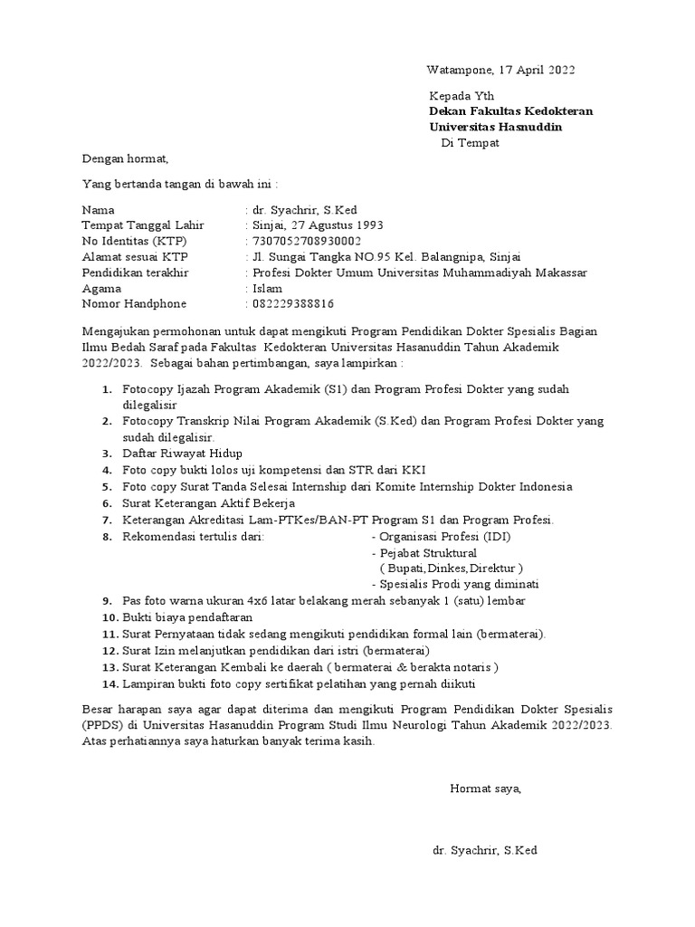 Surat Rekomendasi Dekan | PDF