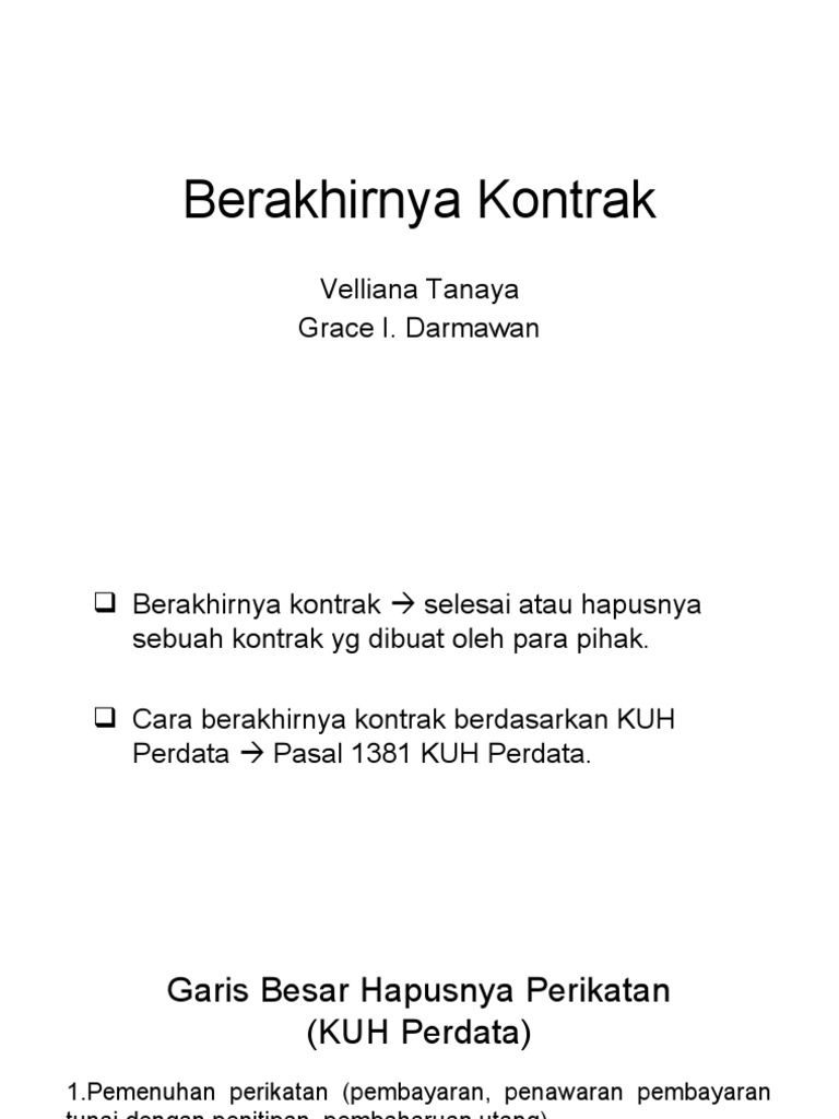 Cara Berakhirnya Kontrak Menurut KUH Perdata | PDF | Hukum