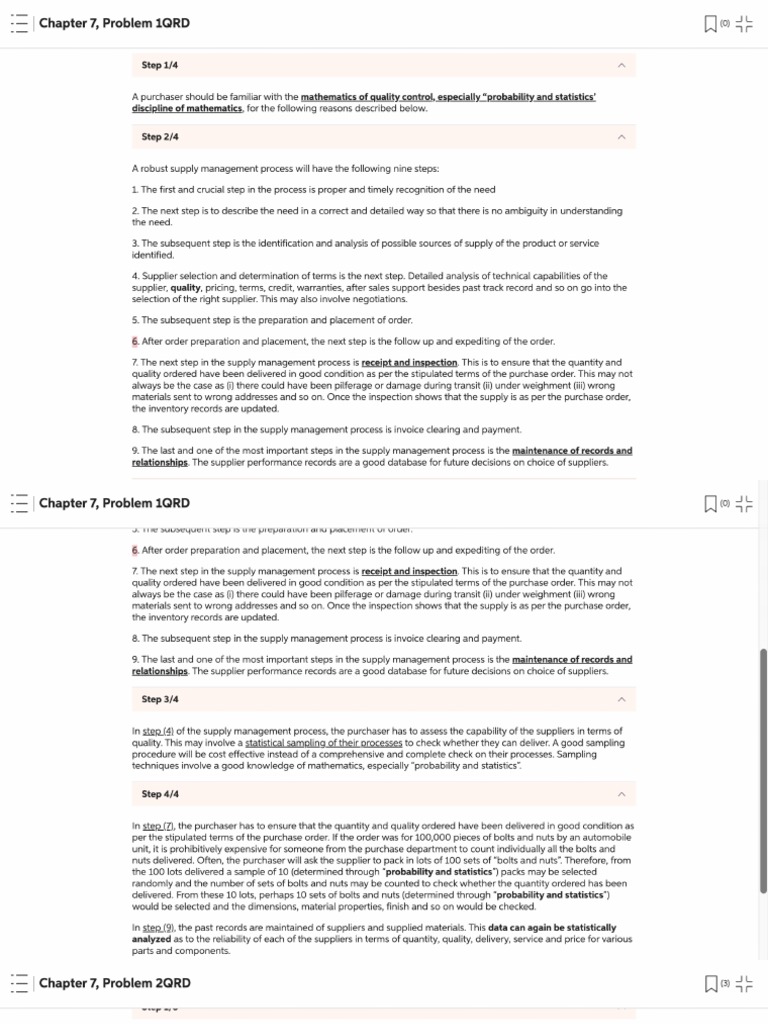 Chapter 7 Answers - Purchasing and Supply Management by JOHNSON | PDF