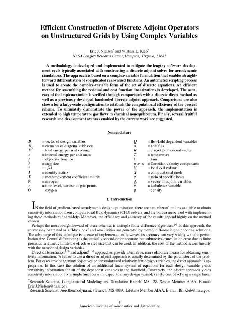 Efficient Construction of Discrete Adjoint Operators On Unstructured Grids by Using Complex ...