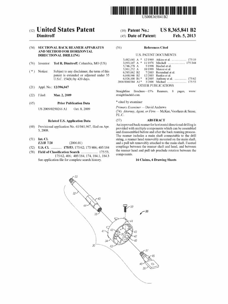 2013 - Us8365841b2 - Sectional Back Reamer Apparatus and Method For ...