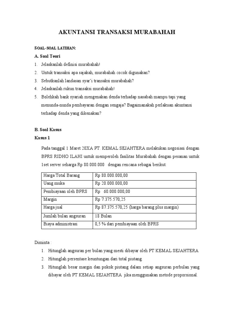 SOAL Aks Murabahah | PDF