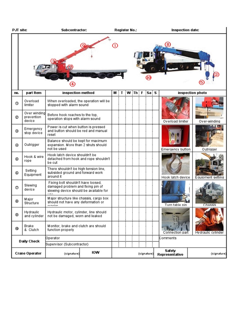 Lorry Crane Inspection | PDF | Transport | Mechanical Engineering