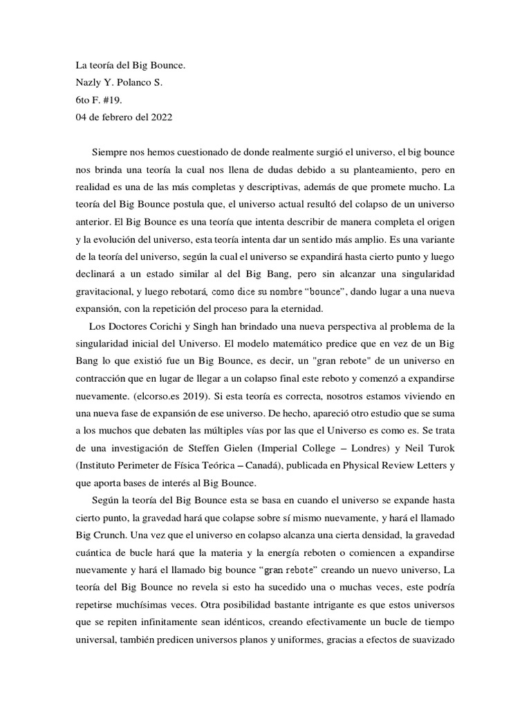 La Teoría Del Big Bounce | PDF | Universo | Metafísica