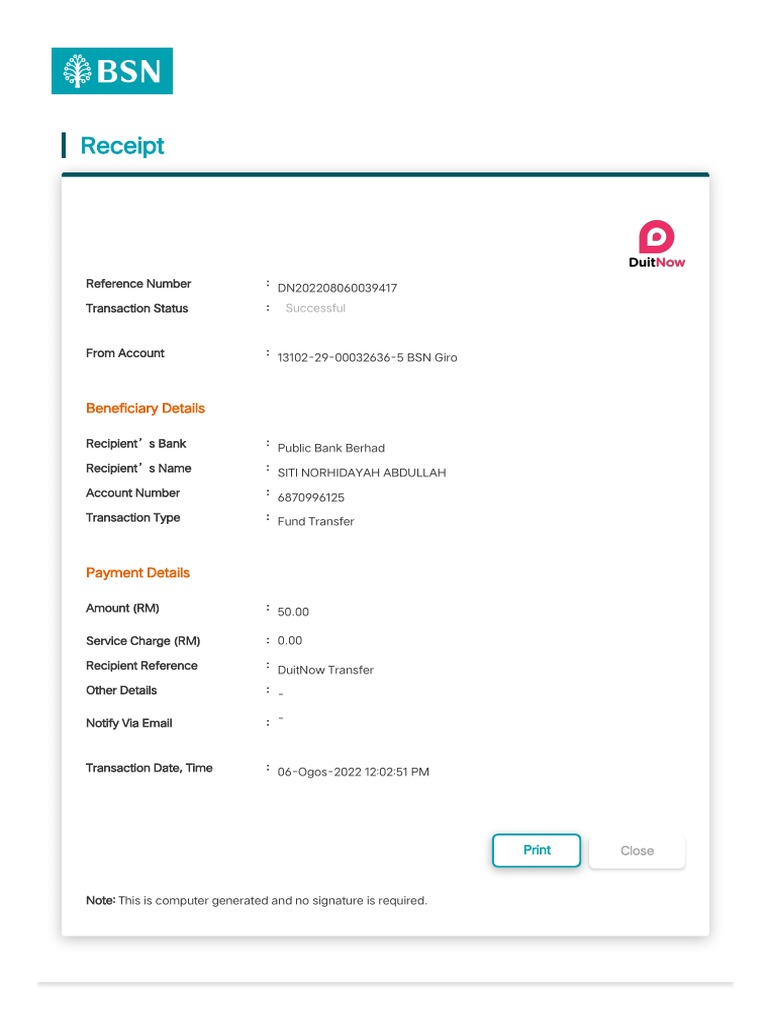 MyBSN - Interbank Fund Transfer - Bank Simpanan Nasional | PDF