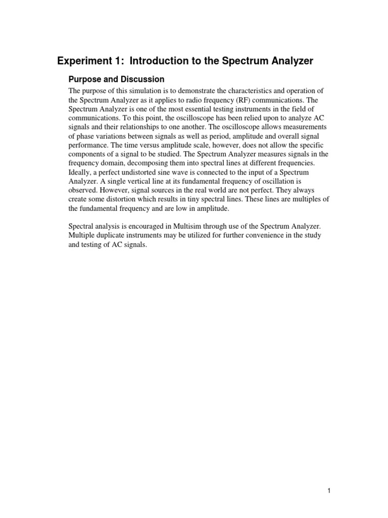 Analyzing Radio Frequency Signals Using a Spectrum Analyzer | PDF | Spectral Density | Frequency