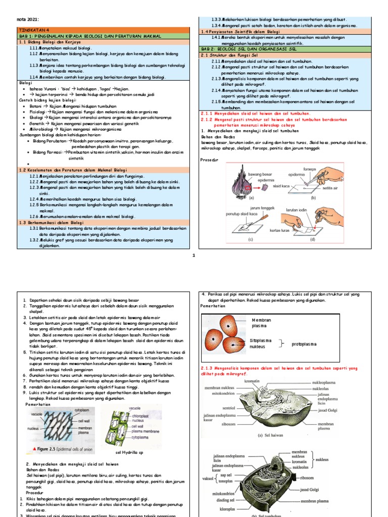 SEMAK NOTA Cepat2021 Biologi Bab 2 Tingkatan 4 | PDF