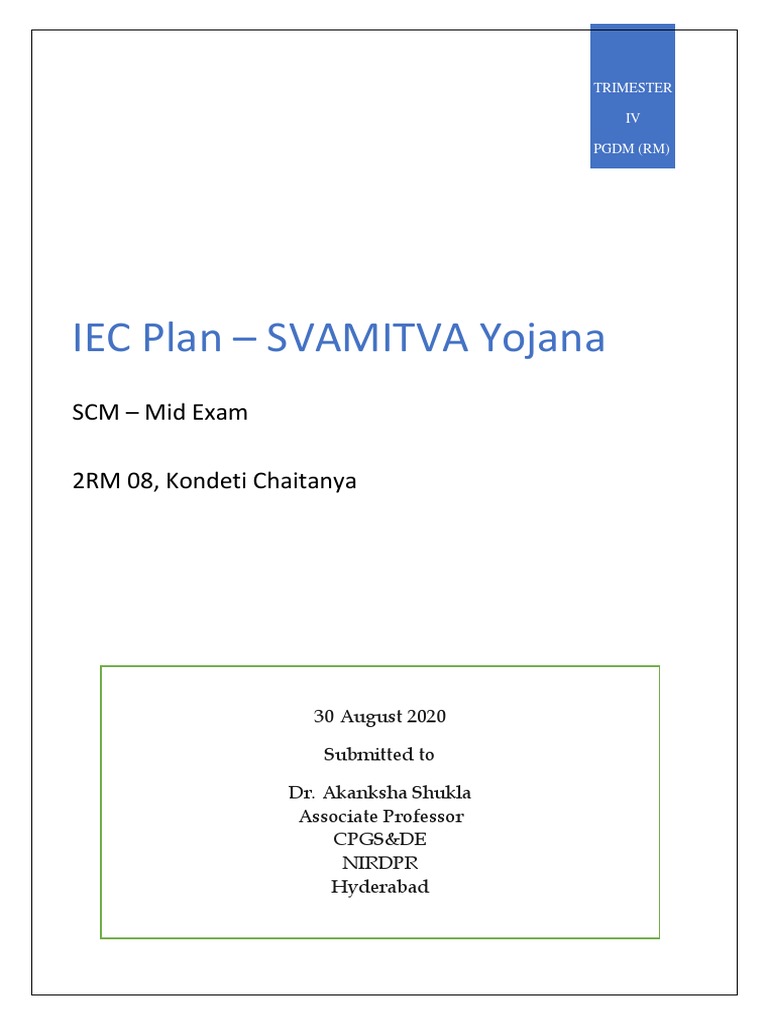 IEC Plan, Social Communication, Awareness - Svamitva | PDF ...