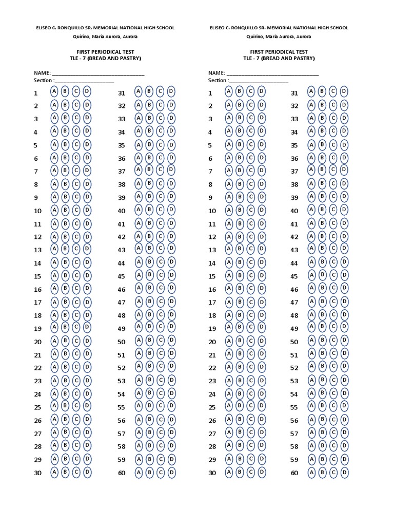 Diagnostic Answer Sheet | PDF