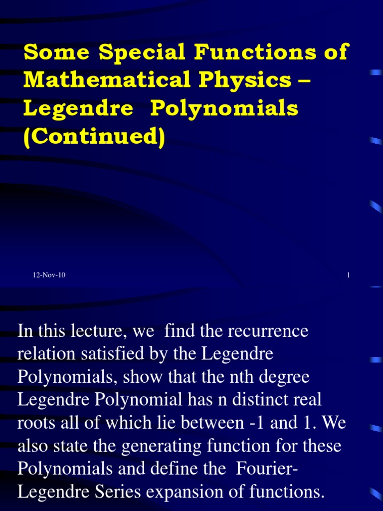 Lecture Slides of Legendre Polynomials 2 | PDF | Basis (Linear Algebra) | Numerical Analysis
