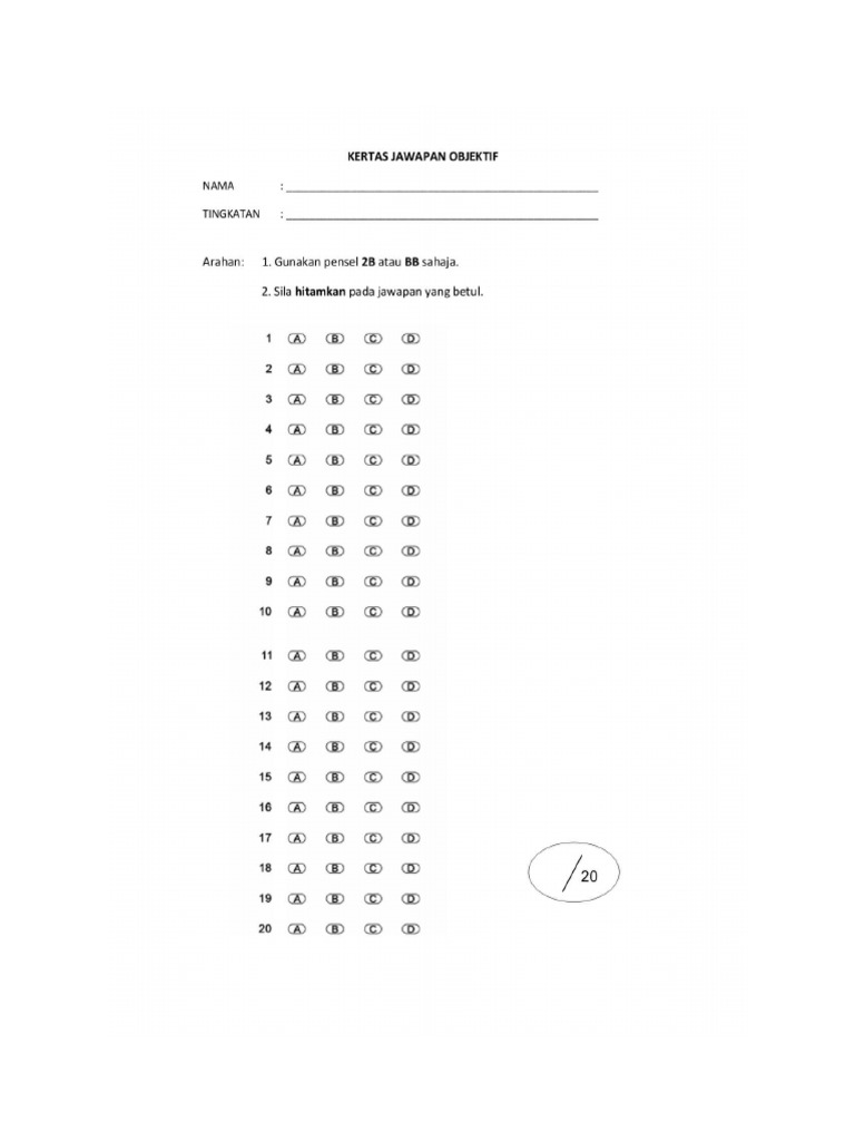 Omr 20 Soalan | PDF