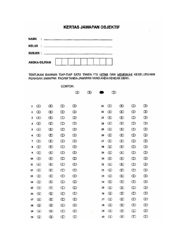 Omr 40 Soalan | PDF